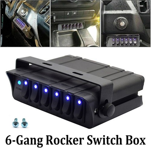 6 Gang Rocker Switch Panel 80A Strobe Light 12V Toggle Controller Box ...