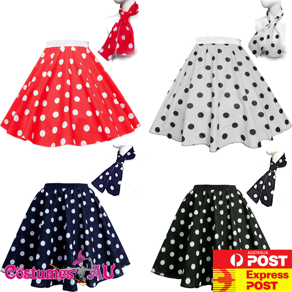 Ladies 50s 1950s Cherry Pinup Costume Hop Diva Rock Polka Fancy Dress