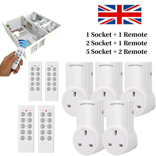 2-5 Remote Control Sockets Wireless Switch Home Mains Power Outlet Pack ...