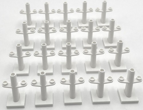 Lego 20 New White Boats Masts 2 x 2 x 3 Inclined Stud on Top and Two ...