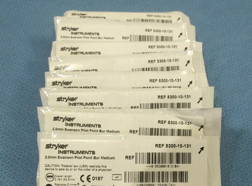LOT OF 8 NEW Stryker 2.0mm Swanson Pilot Point Bur Medium 5300-10-131 ...