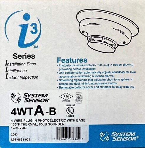 System Sensor 4WTA-B 4W Smoke Detectors 783863019982| eBay