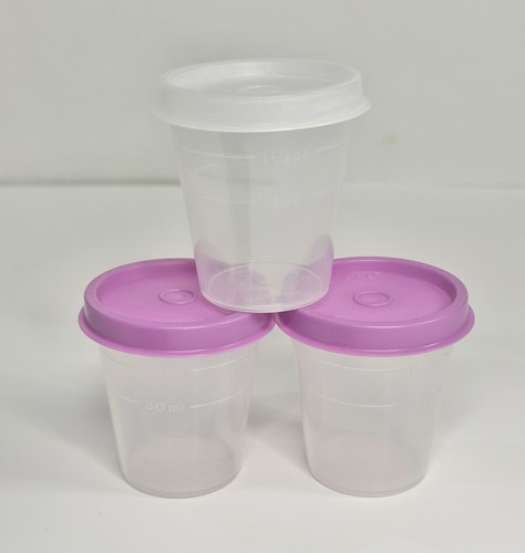 3 Tupperware 4789A Midget 2 oz Container Dressing Medicine Storage W ...