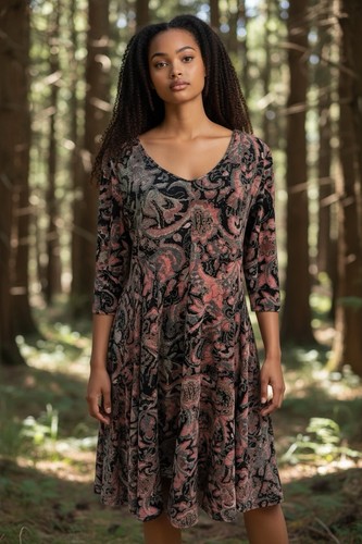 Peruvian Connection Dress M Fall Colors Fit & Flare Sustainable ...