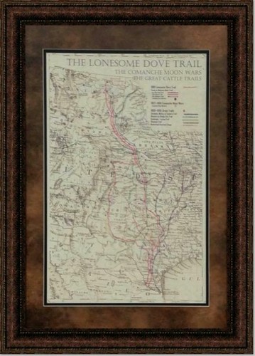 Lonesome Dove Trail Map | Framed Historic Texas Map with Double Mat | eBay