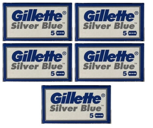 Gillette Silver Blue Double Edge Razor Blades- 25 Blades - Made in ...