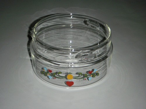 PYREX CLEAR GLASS ROUND CARAFE 3.50" WITH TABS & PINEAPPLE HEART TULIP ...