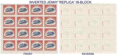 1918 INVERTED JENNY #C3a 9-BLOCK REPRODUCTION | Grelly UK