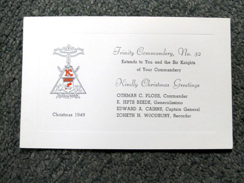 Vintage Trinity Commandery NO 32 CHRISTMAS GREETINGS CARD 1949 | eBay
