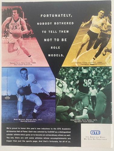GTE Academic All-American Hall of Fame Ronald Perry Vintage 1996 Print ...