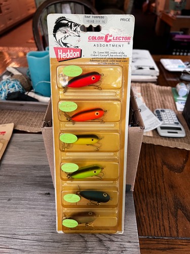 Vintage Heddon Tiny Torpedo Color-C-Lector 6 new on card Fishing Lures ...
