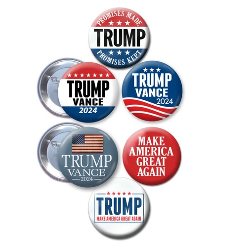 Donald Trump JD Vance 6 PACK slogans - 2.25" pinback buttons - 2024 ...