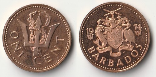 1974 Barbados 1 cent coin - impaired proof | eBay