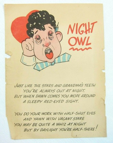 Vintage Vinegar Valentine Night Owl Penny Dreadful Sarcasm Insult Poem ...