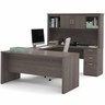 Bestar i3 Plus L Shape Computer Desk with Hutch in Bark Gray ...