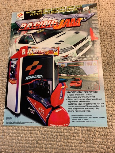 Original 1998 ad 11-8 ” Racing Jam Dlx Konami Arcade Video GAME FLYER ...