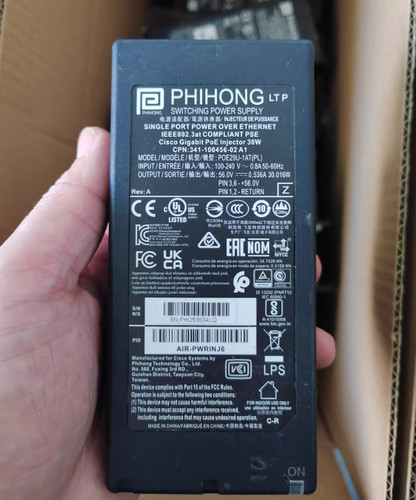 PHIHONG POE29U-1AT(PL) POE 56.0V 0.536A 30.016W Power Supply Adapter ...