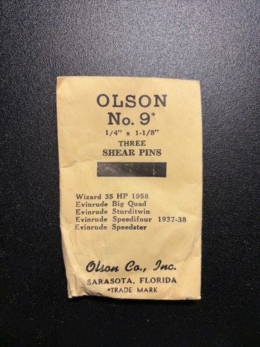 Olson Outboard Motor Shear Pin Set No. 9 (1/4” x 1-1/8") NOS | eBay