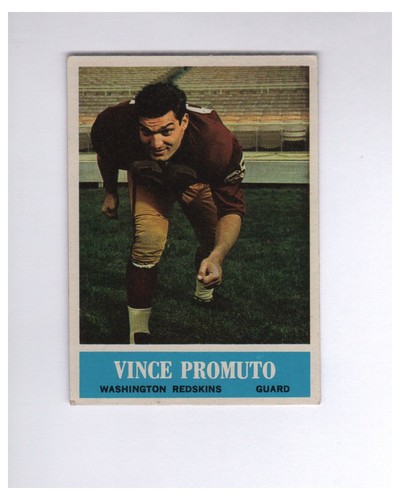 1964 Philadelphia Football Vince Promuto Washington Redskins Card #191 ...