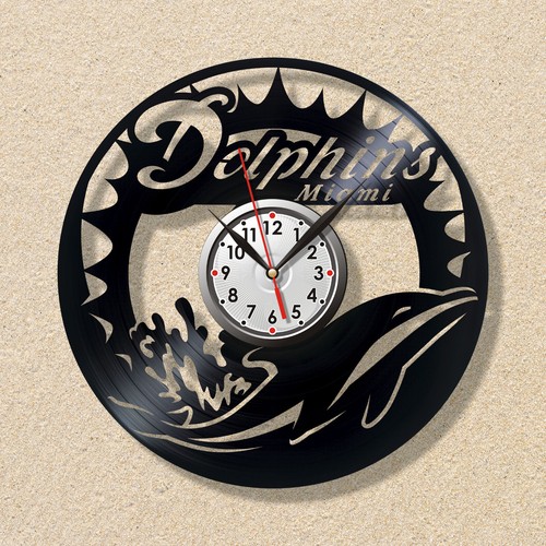 Vinyl clock Miami Dolphins American football Sport clock Black clock | eBay