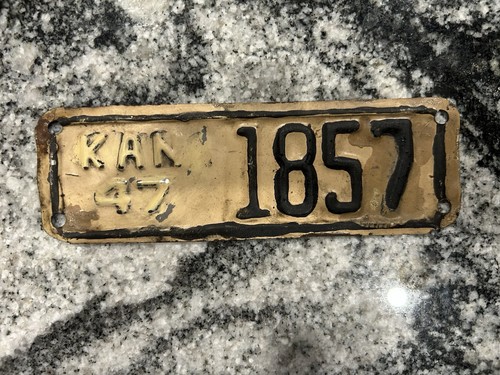 Original 1947 Kansas Motorcycle License Plate - 1857 KS plates | eBay
