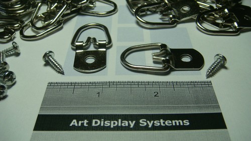 ADS - 10 LARGE TRIANGLE D-RING 1 HOLE PICTURE HANGER 1 3/4" W/ 10 #6 1/ ...