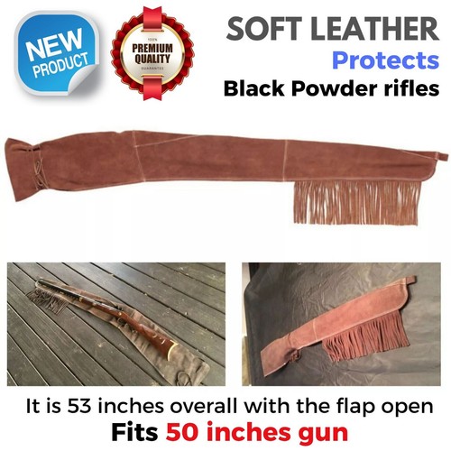 Black Powder Muzzleloader/ Rifle Sleeve Soft Brown Real Leather Case ...