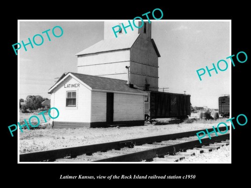 OLD 8x6 HISTORIC PHOTO OF LATIMER KANSAS ROCK ISLAND RAILROAD DEPOT ...