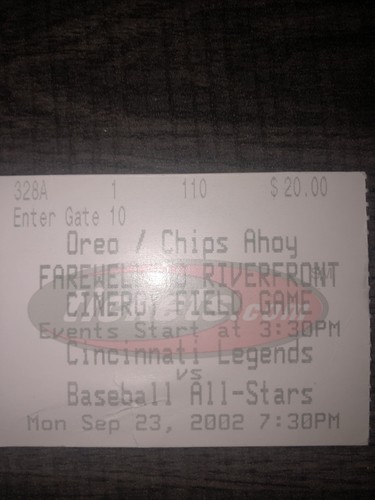 Cinergy Field Riverfront Stadium Reds Last Game Played Ticket 9/22/2002 ...