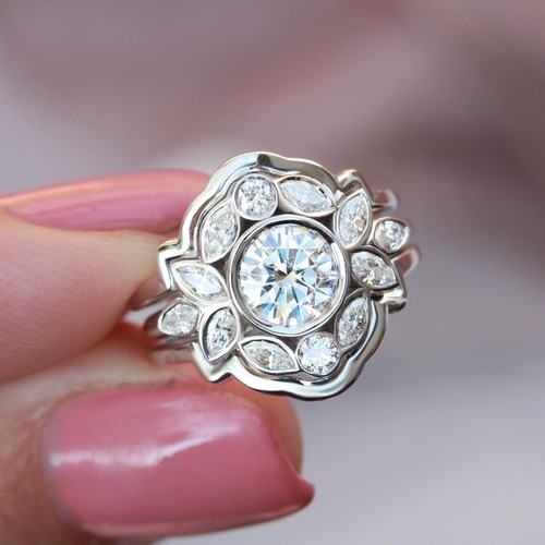 1.2Ct White Round Simulated Diamond Best Womens Wedding 925 Silver Ring ...