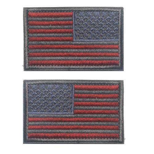 US USA AMERICAN FLAG REVERSE LEFT RIGHT ARMY SHOULDER HOOK 2 PATCHES ...