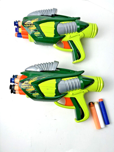 TWO AIR BLASTERS TEK 6 BUZZ BEE TOYS DART GUNS WITH FOAM DARTS | eBay