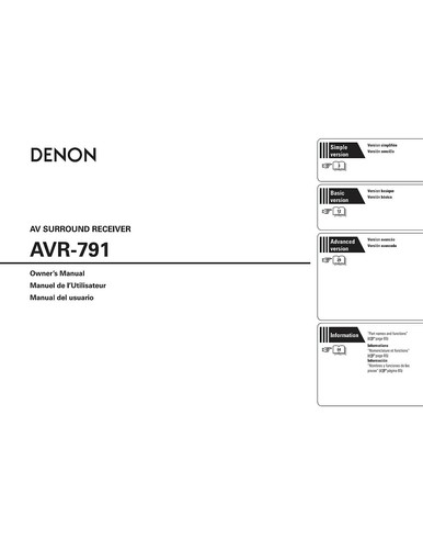 Denon AVR-791 AV Surround Receiver Owners Manual | eBay