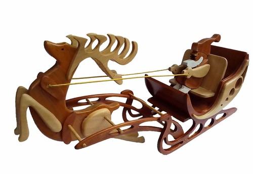 Wooden Santa Christmas Cart Claus Xmas Ornament Home Decor Gift New ...