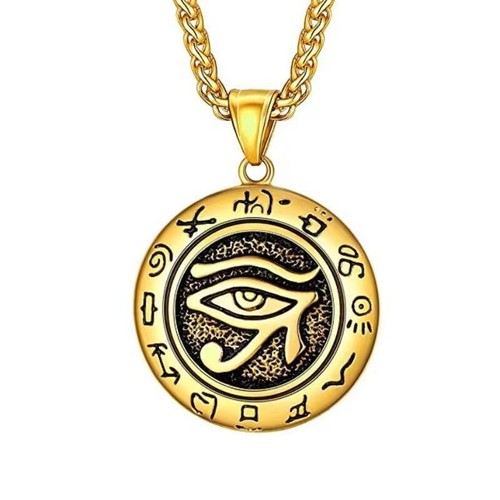 Gold Egyptian Eye of Horus Pendant Necklace Chain Men's Protection ...