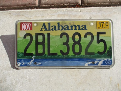 Alabama 2017 license plate # 2BL3825 | eBay