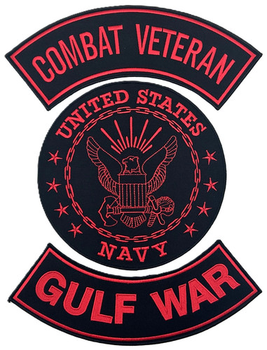 U.S. NAVY COMBAT VETERAN GULF WAR MILITARY MOTORCYCLE VEST LOT OF 3 ...