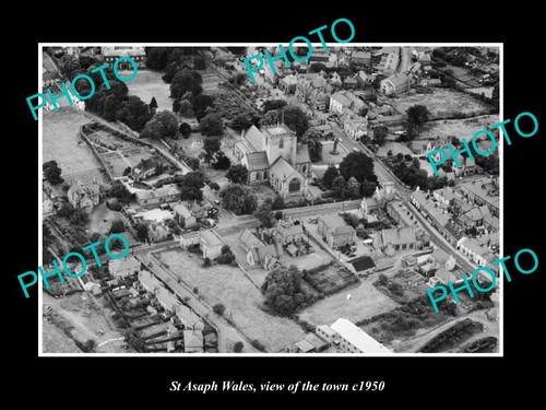 OLD 8x6 HISTORIC PHOTO OF ST ASAPH WALES AERIAL VIEW OF THE TOWN c1950 ...