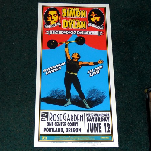 PAUL SIMON BOB DYLAN PORTLAND OREGON 1999 ORIG CONCERT POSTER BY MARK ...