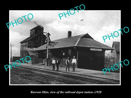 OLD 8x6 HISTORIC PHOTO OF RAWSON OHIO THE RAILROAD DEPOT STATION c1920 ...
