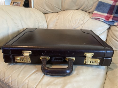 Vintage Airway Presto Combination Lock Mens Leather Attache Briefcase ...