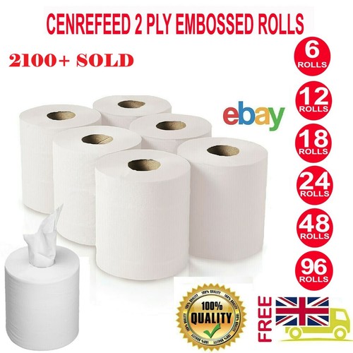 Centrefeed White Rolls 2ply Embossed Kitchen Roll Hand Paper Towel ...