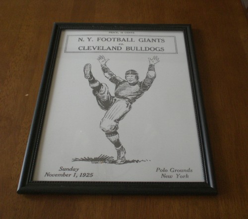 1925 NEW YORK GIANTS vs CLEVELAND BULLDOGS FRAMED PROGRAM PRINT - POLO ...