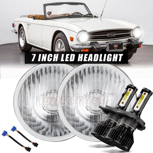 2x Fit Triumph TR6 1969-1976 7"Round LED Headlights Halo Angel Eye ...