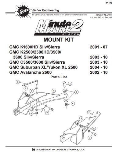 Fisher Plow Push Plates Mount for GMC or Chevy 7169 2500hd 99-10 for ...