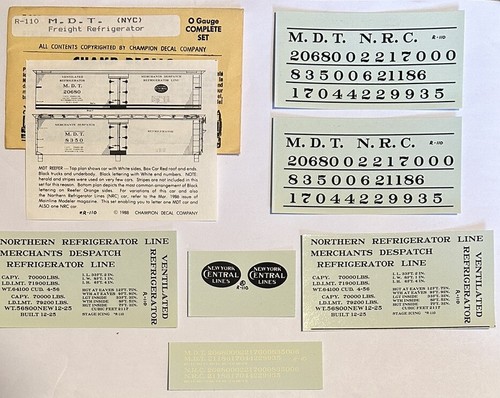 CHAMP O SCALE DECAL-MDT/NYC FREIGHT REEFER - BLACK & WHITE LETTERING ...
