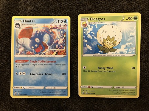 Pokémon FUSION STRIKE Huntail card 066/264 PLUS Eldegoss card 025/264 ...