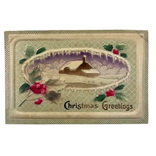 Lovely Early 1900s Antique CHRISTMAS Postcard - Winter Scene Heavily ...