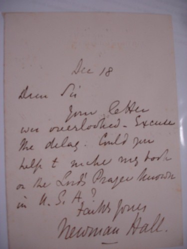 Dr. Christopher Newman Hall - Autograph Letter Signed - 1883 | eBay