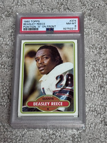 PSA 8 FOOTBALL CARD 1980 TOPPS BEASLEY REECE ERROR S FRONT NEW YORK ...